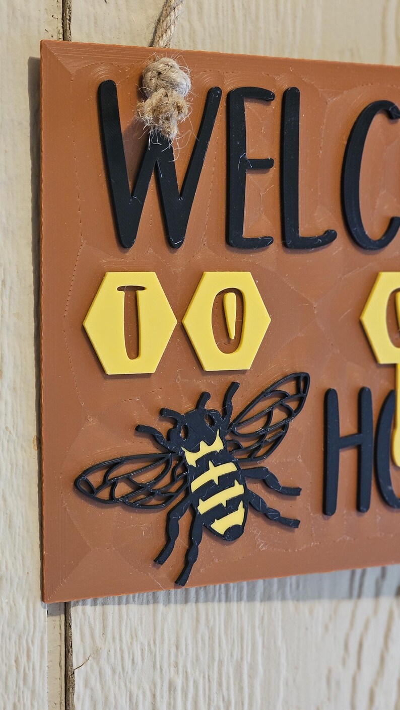 Bee-themed Welcome Sign - Rustic Handcrafted Home Decor - Etsy
