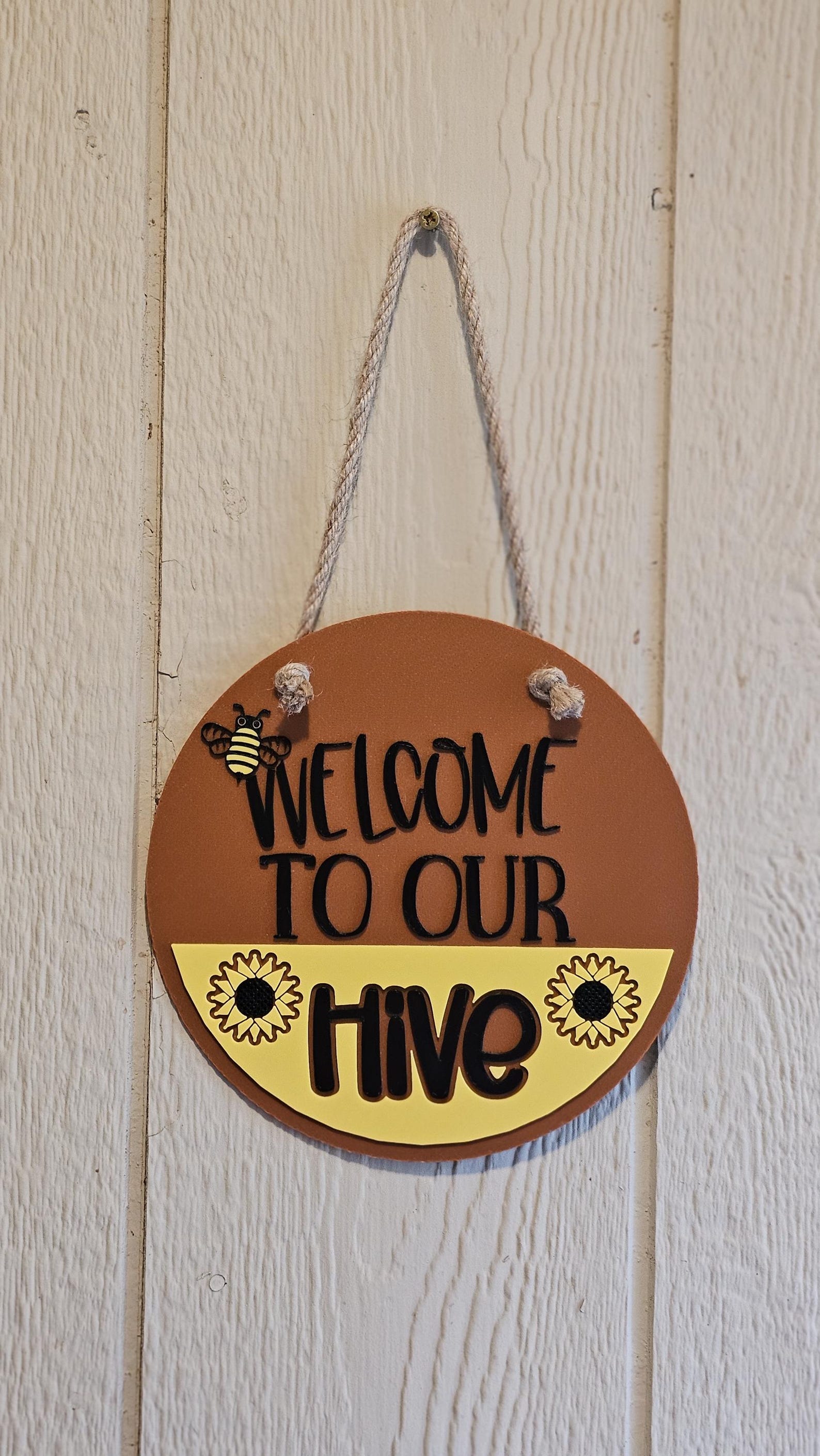 Bee-themed WELCOME to OUR HIVE Sign - Rustic Handcrafted Home Decor ...