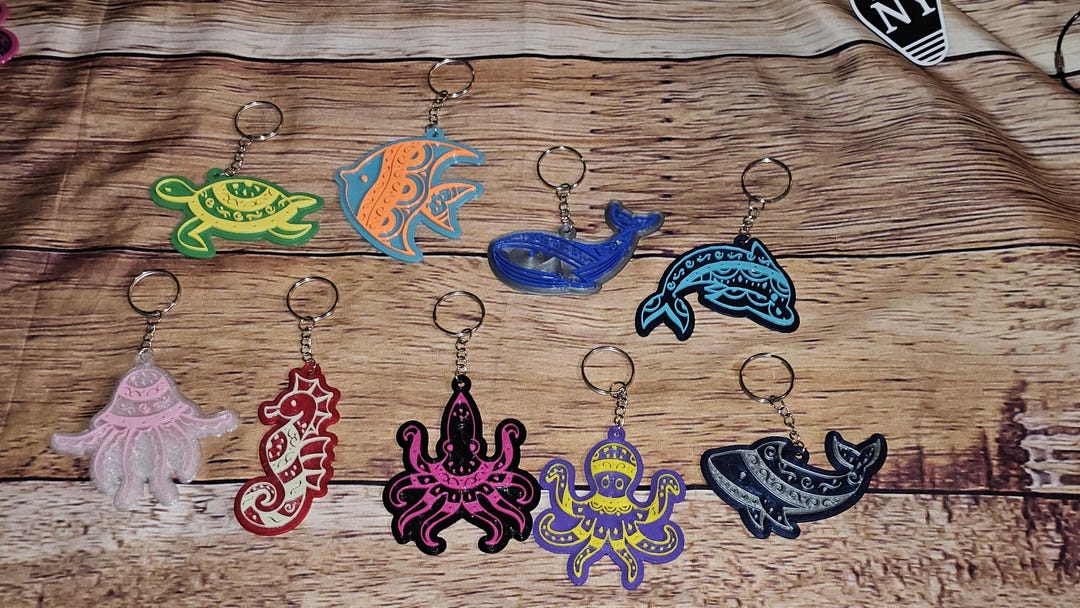Colorful Sea Creature Keychains Bundle - Etsy