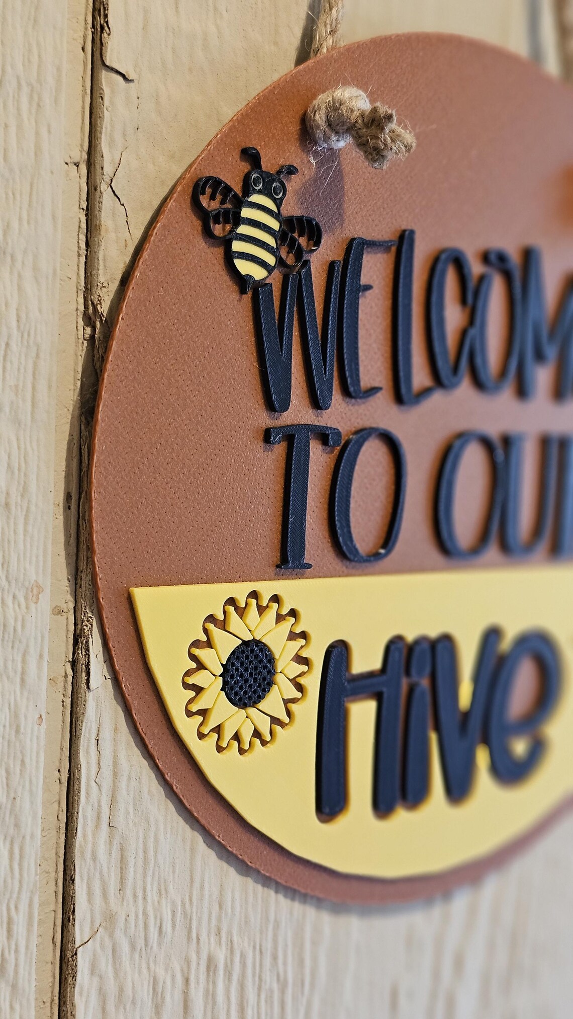 Bee-themed WELCOME to OUR HIVE Sign - Rustic Handcrafted Home Decor ...