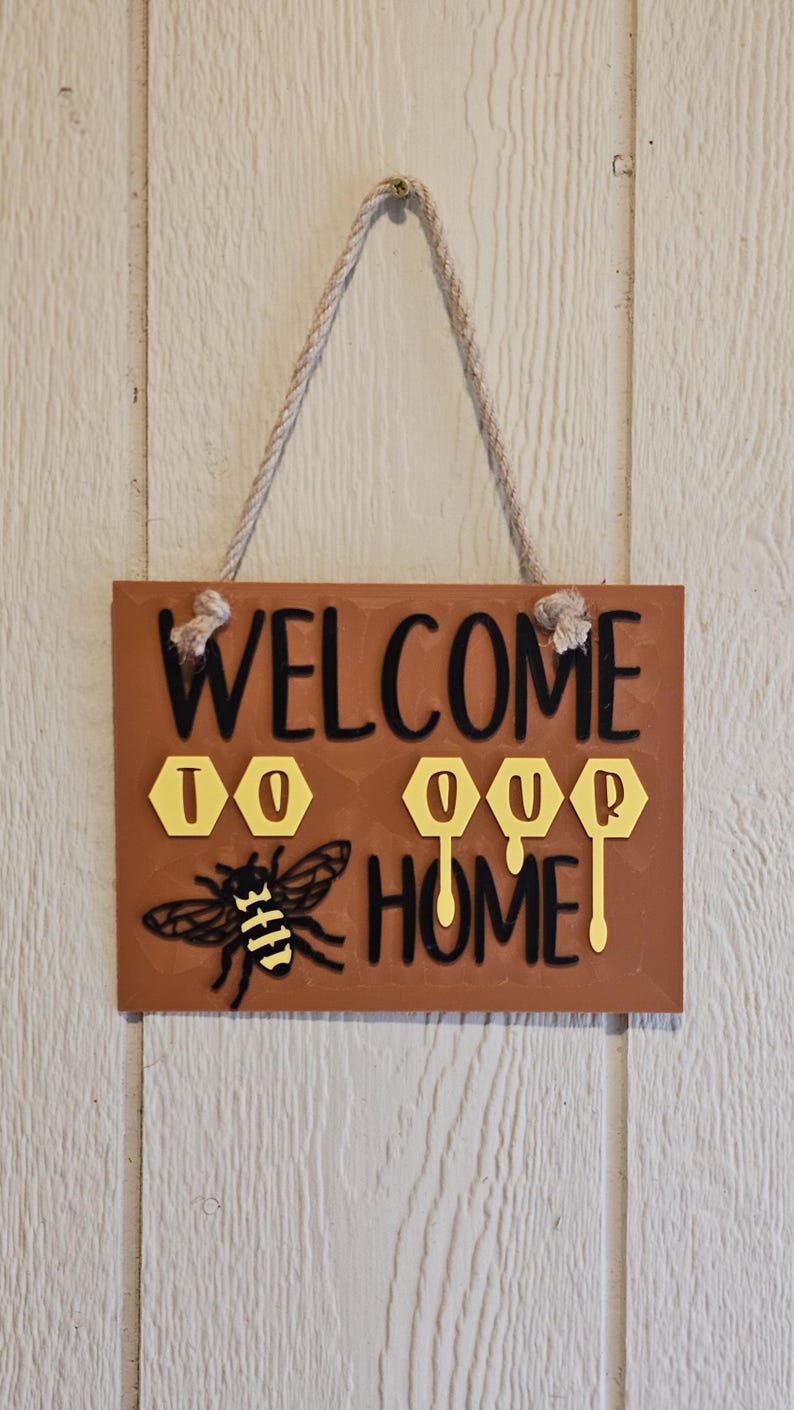 Bee-themed Welcome Sign - Rustic Handcrafted Home Decor - Etsy