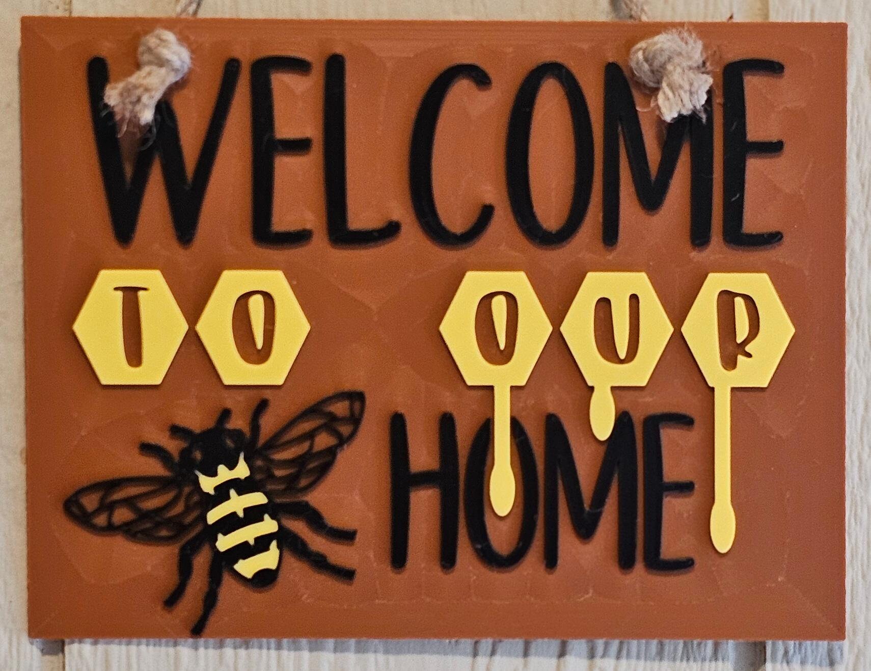 Bee-themed Welcome Sign - Rustic Handcrafted Home Decor - Etsy
