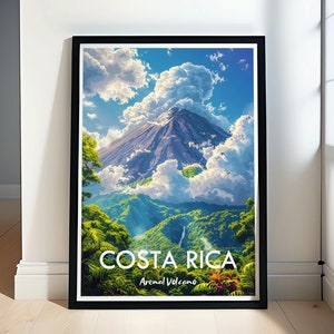 Costa Rica Art Collection Arenal Volcano Travel Posters stunning Wall ...
