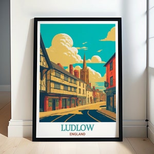 Ludlow Travel Poster - Broad Street Ludlow Travel Poster - Broad Street ...