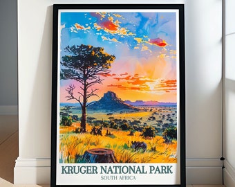 Kruger National Park Travel Poster, South Africa Wall Art, South Africa ...