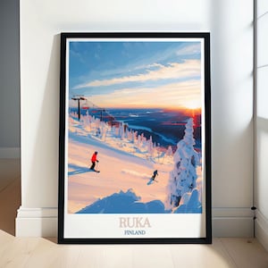 Ruka Finland Print - Ruka Ski Slopes Poster - Finland Travel Print ...