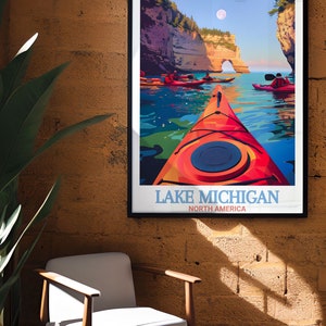 Lake Michigan Travel Poster -pictured Rocks National Lakeshore Art ...