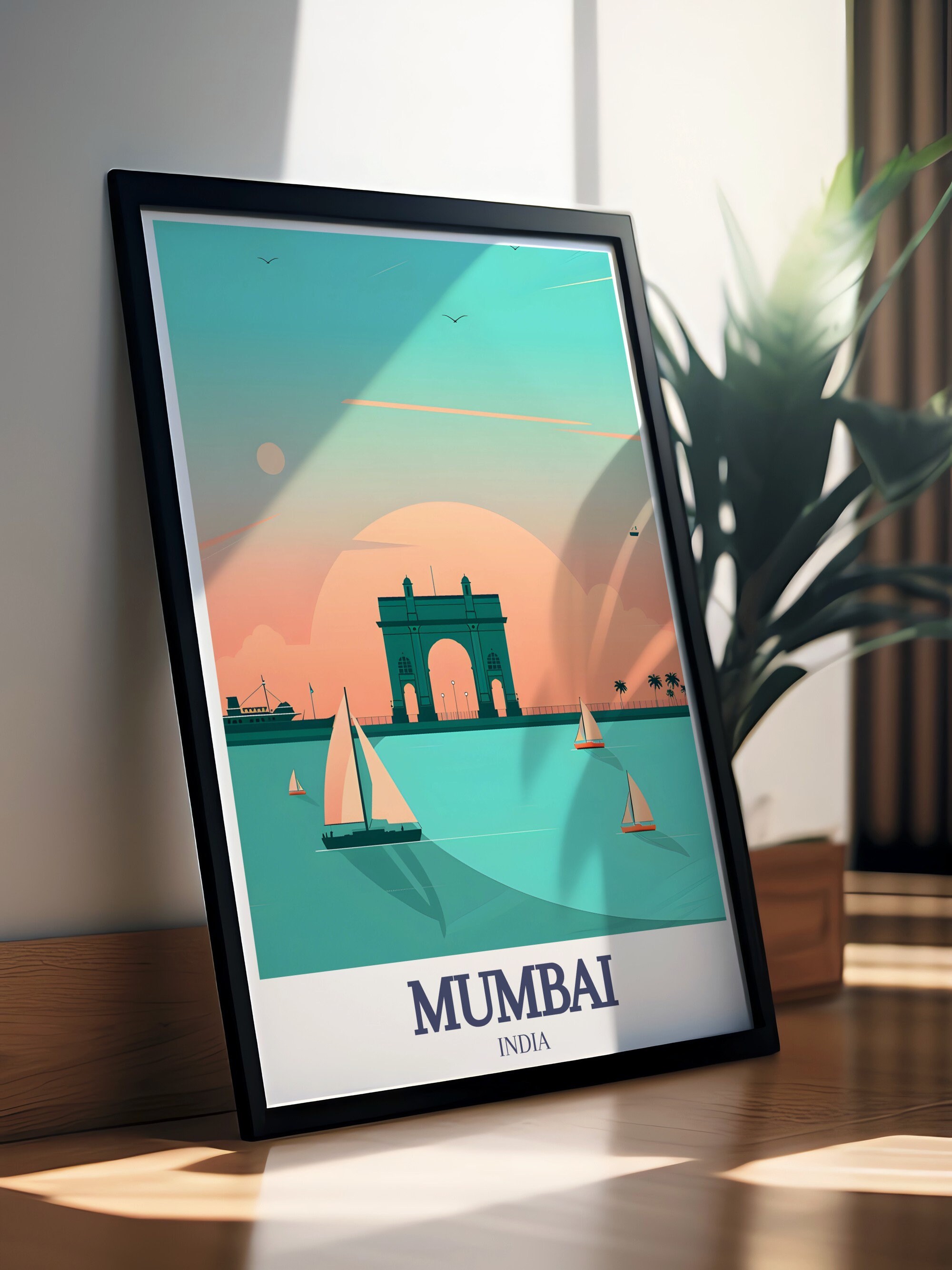 Mumbai Travel Poster Gateway of India Arabian Sea Travel Print Gateway ...