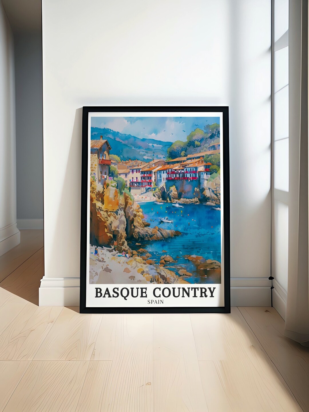 Basque Country Wall Art Bay of Biscay Getaria Village Posters Basque ...