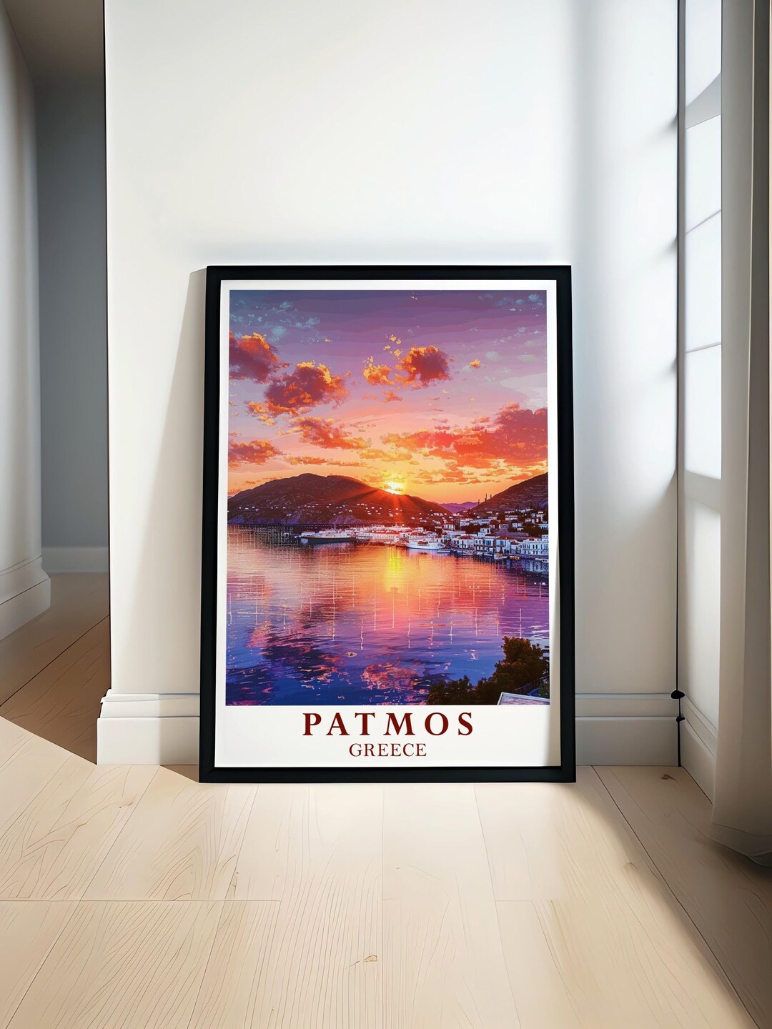 Patmos Art Print - Skala Harbor Travel Poster - Patmos Poster Print ...