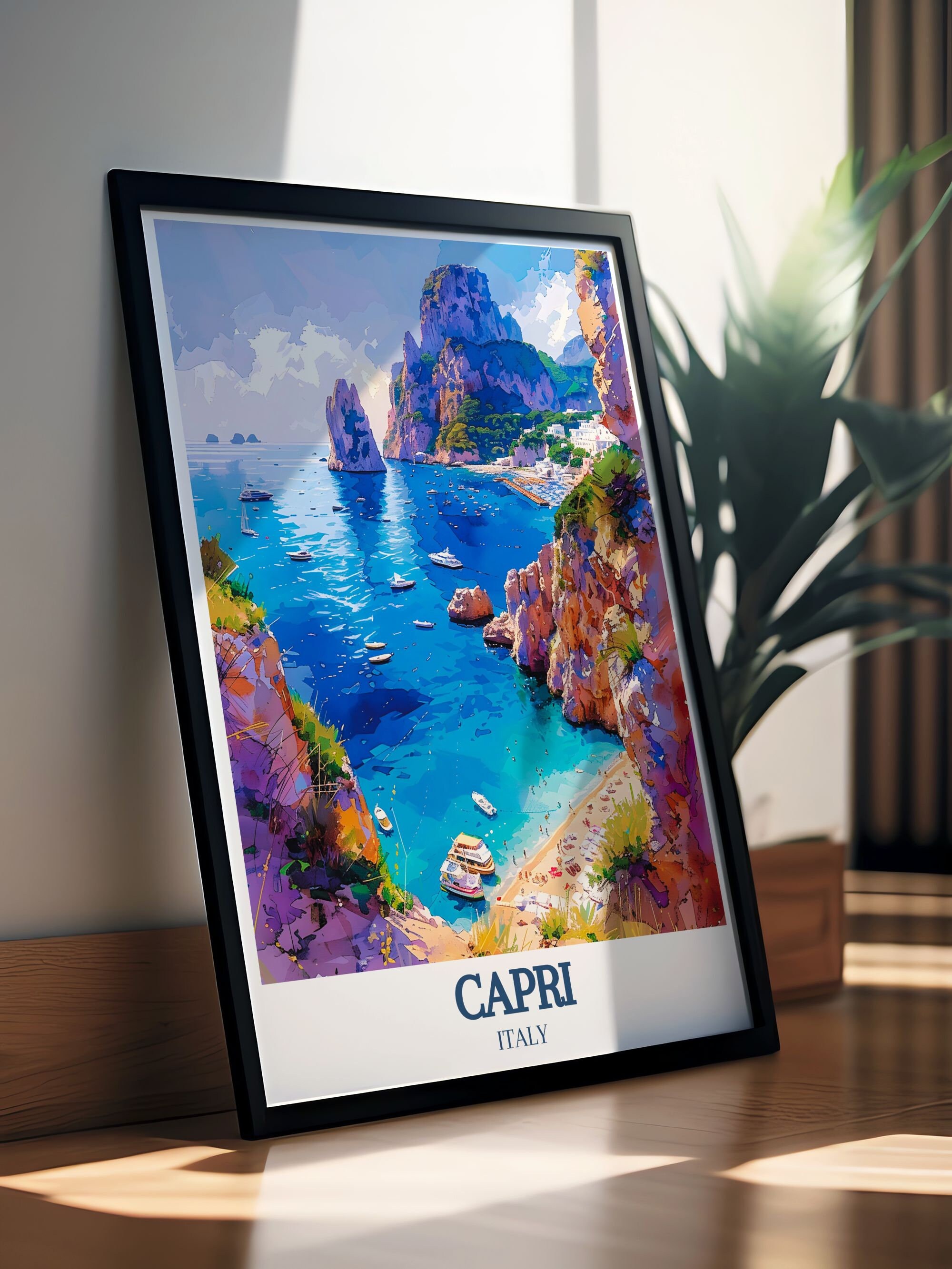 Capri Travel Poster Faraglioni Rocks Home Decor Marina Piccola Posters ...