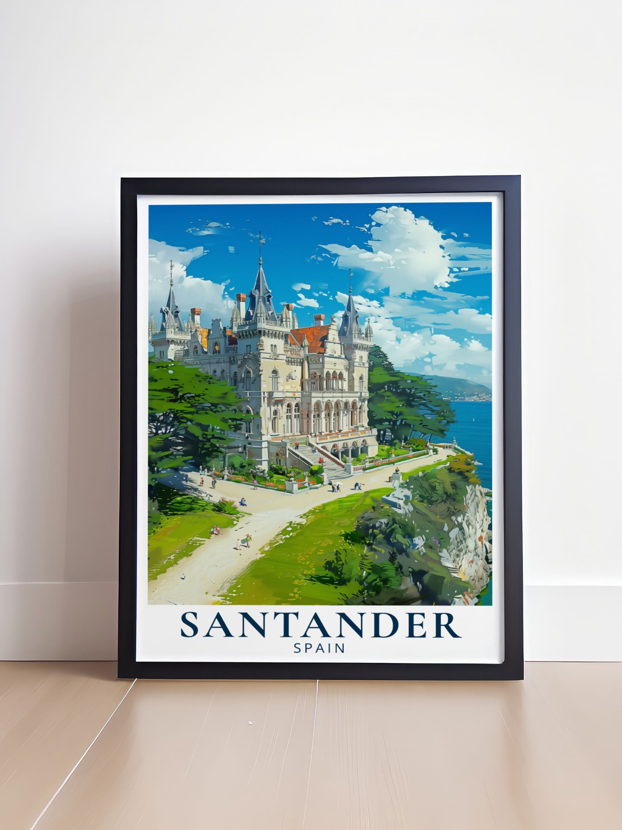 Santander Travel Poster Palacio De La Magdalena Posters and Prints ...