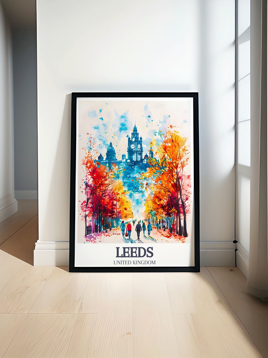 Leeds Print - Leeds Townhall Clock Poster - Framed Leeds Townhall Wall ...