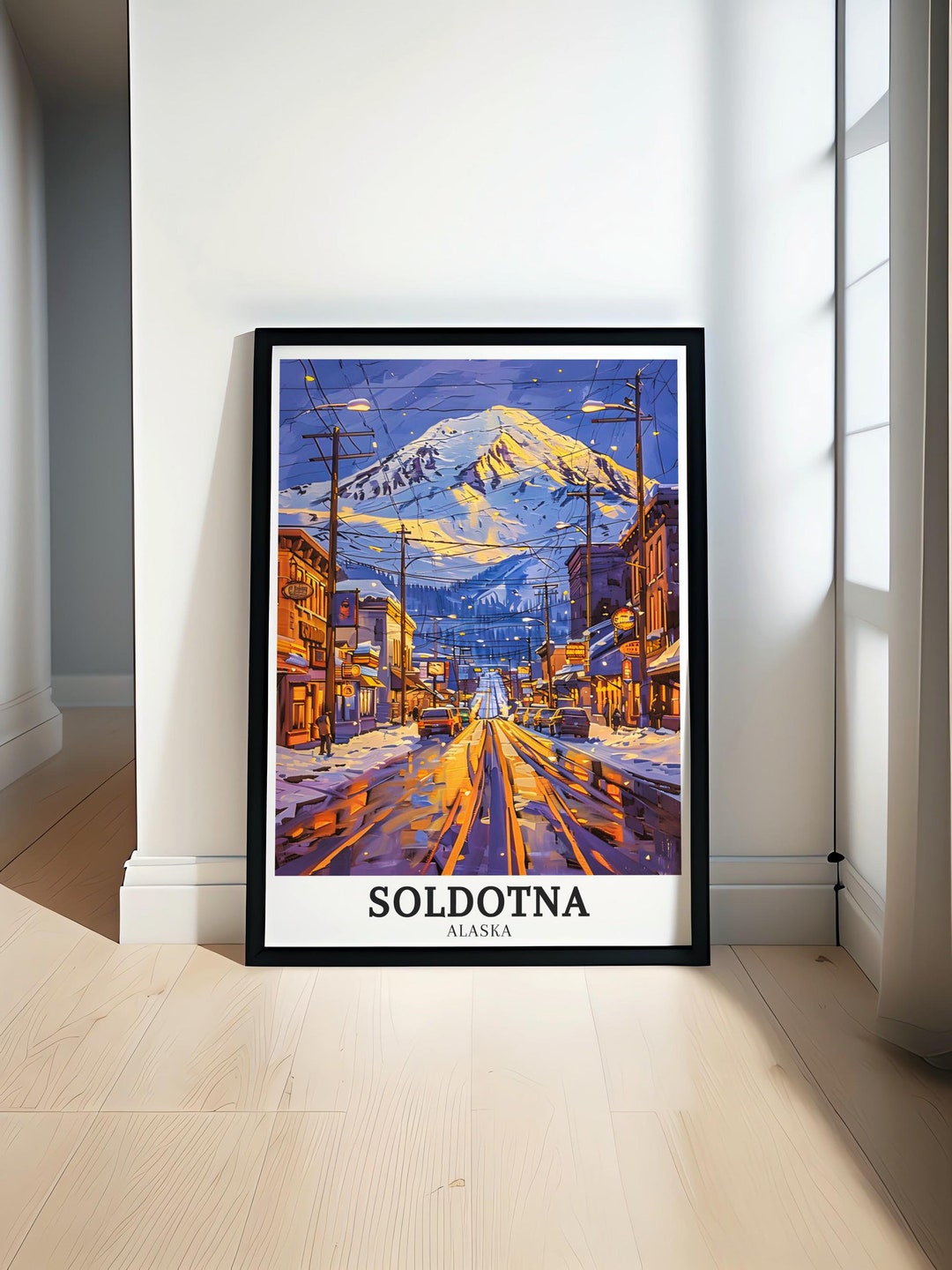 Soldotna Travel Print Mt. Redoubt Volcano Wall Decor Soldotna Town Home ...