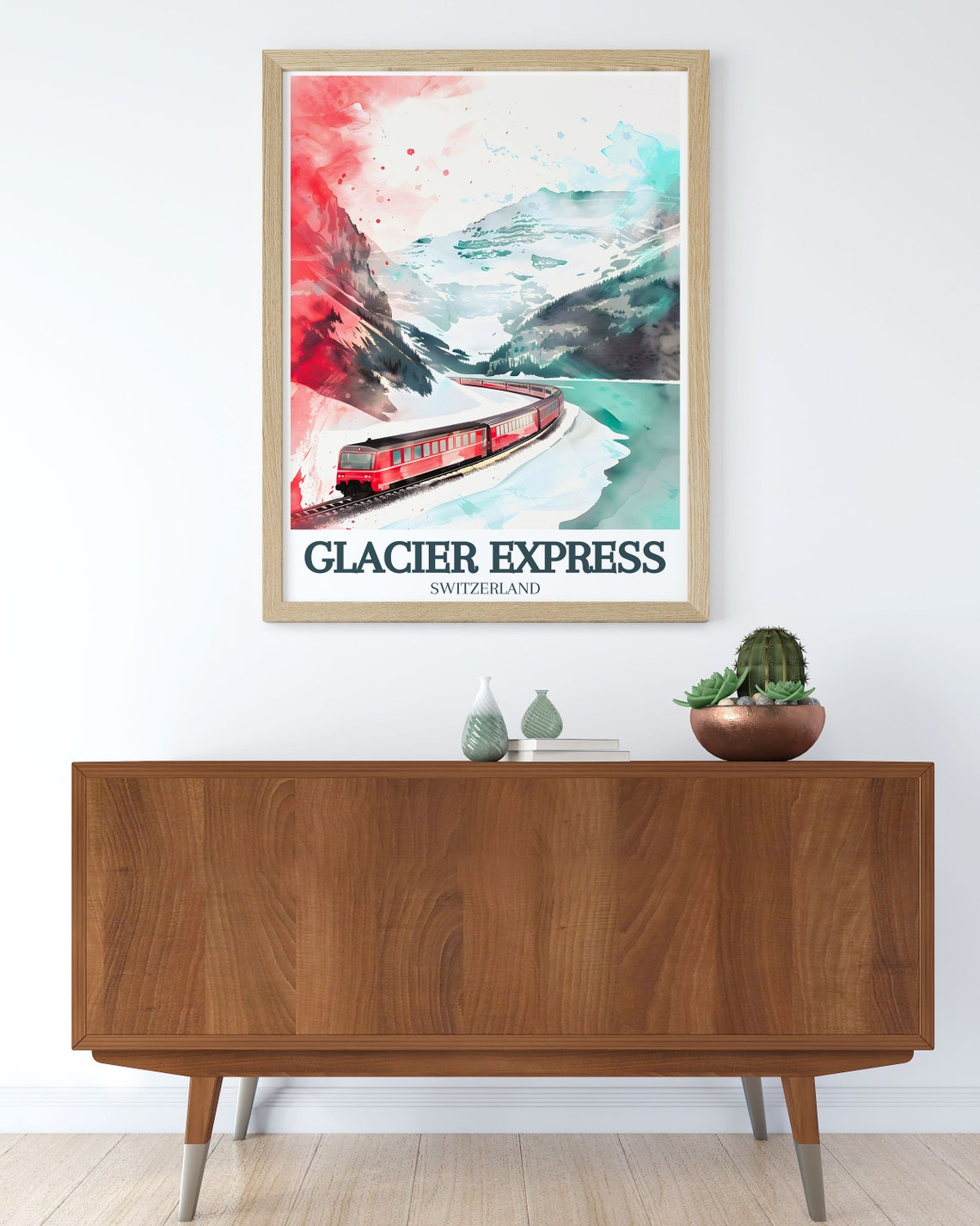 Glacier Express Train Travel Poster Oberalp Pass Art Glacier Express ...
