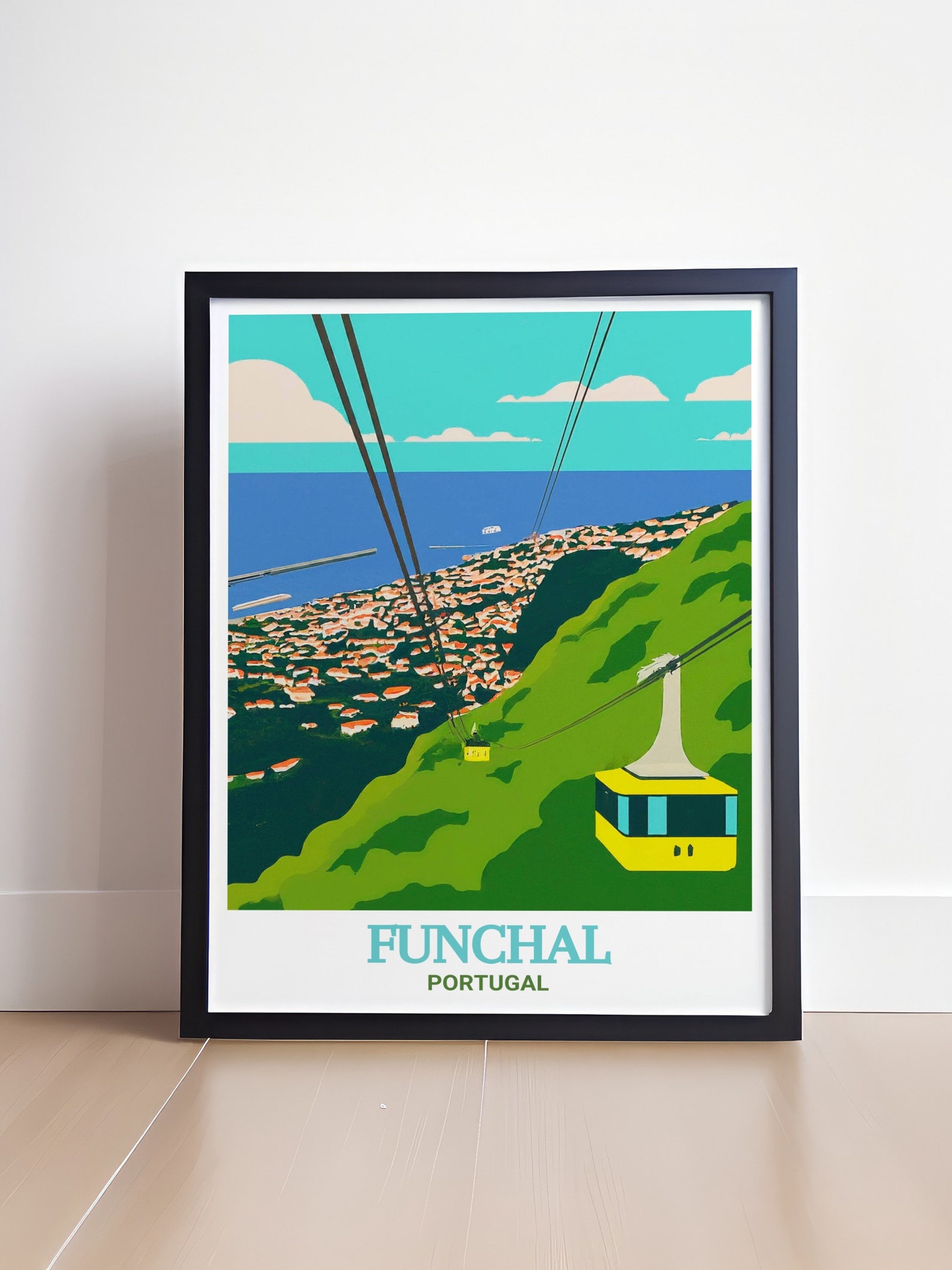 Funchal Travel Posters Funchal Cable Car Art Collection Madeira Wall ...