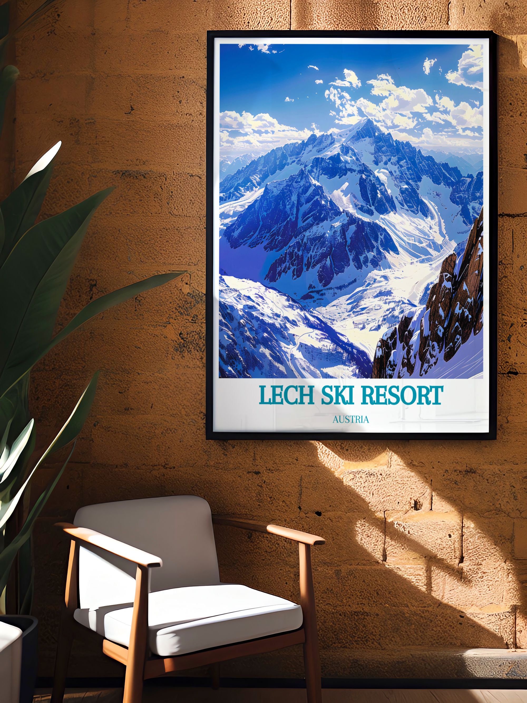 Explore the Lech Ski Resort Poster Collection - Retro Valluga Mountain Art - Austria Skiing ...