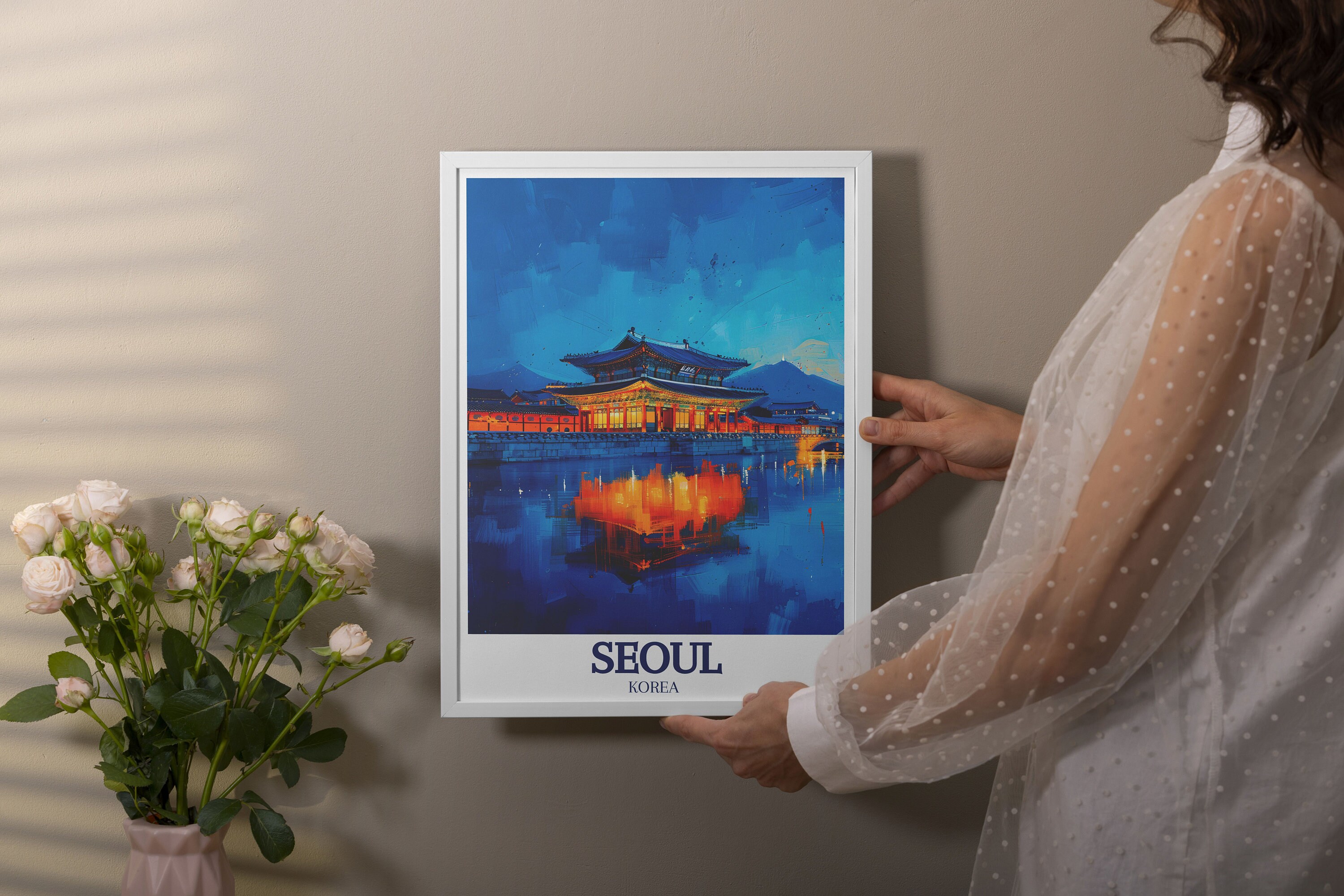 Seoul Poster Gyeongbokgung and Han River Art Prints South Korea Wall ...