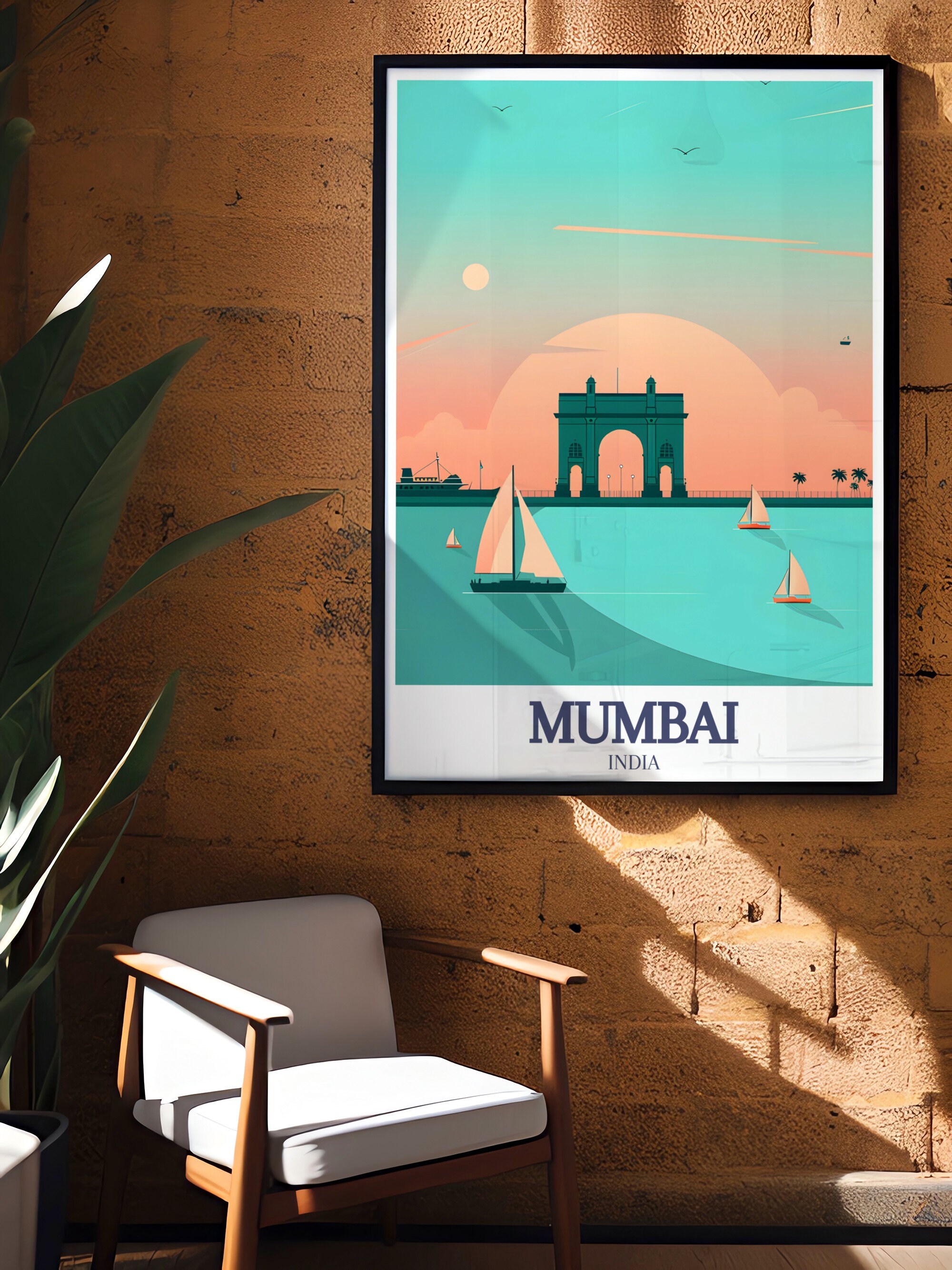Mumbai Travel Poster Gateway of India Arabian Sea Travel Print Gateway ...