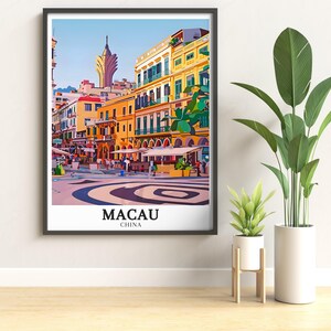 Macau Poster - Senado Square Art - Se Travel Print - Macau Art - Macau ...