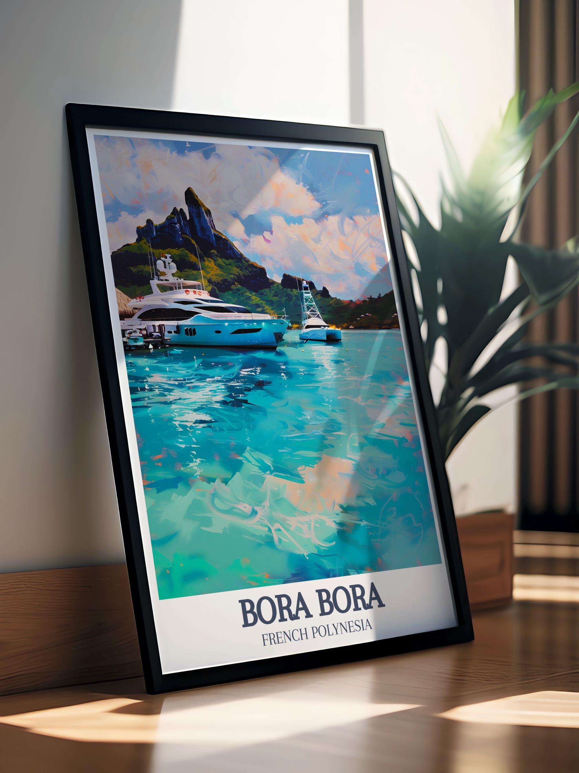Bora Bora Travel Poster Mount Otemanu Yacht Club Travel Poster Bora Bora Wall Art Mount Otemanu ...
