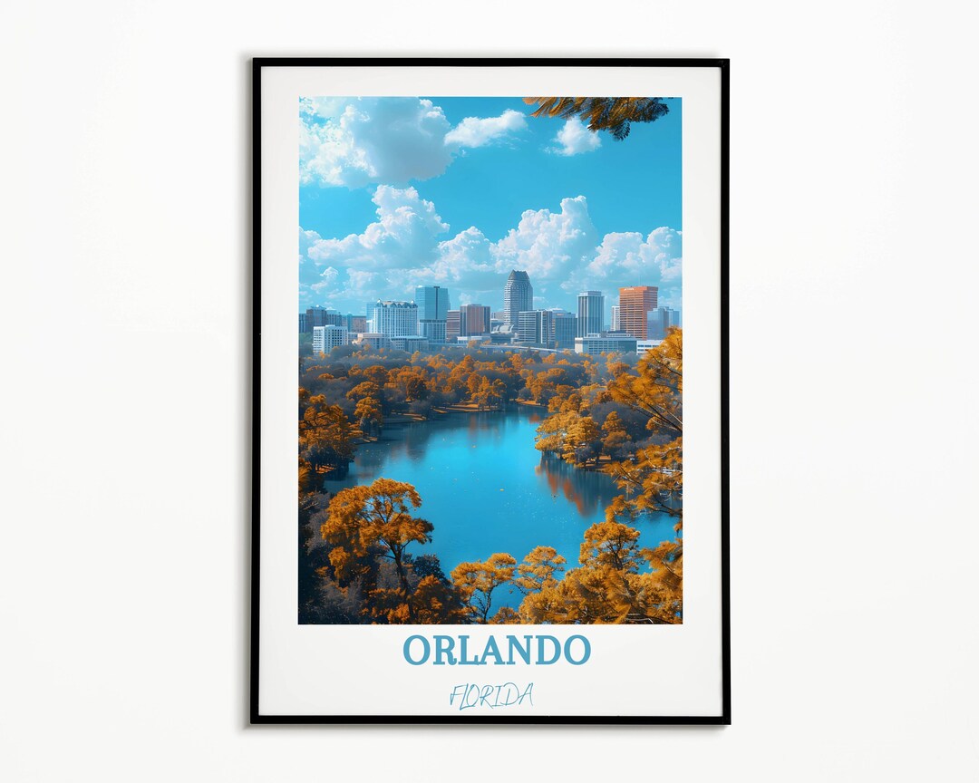 Orlando Travel Print Wall Art Lake Eola Park Orlando Wall Hanging Home ...
