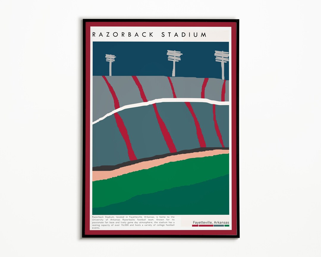 Minimalistic Razorbacks Stadium Poster Celebrate Arkansas Football ...