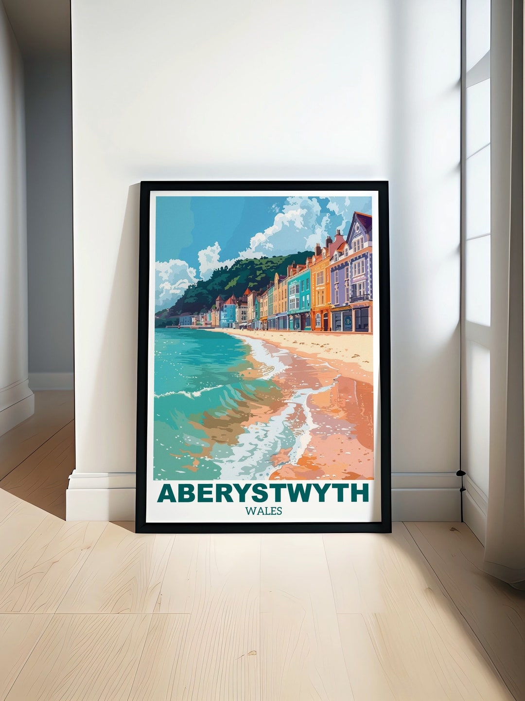Aberystwyth Travel Poster Aberystwyth Waterfront Art Iconic Welsh Coast ...