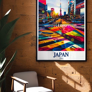 Japan Art Print - Shibuya Crossing and Tokyo Tower - Vibrant Tokyo ...