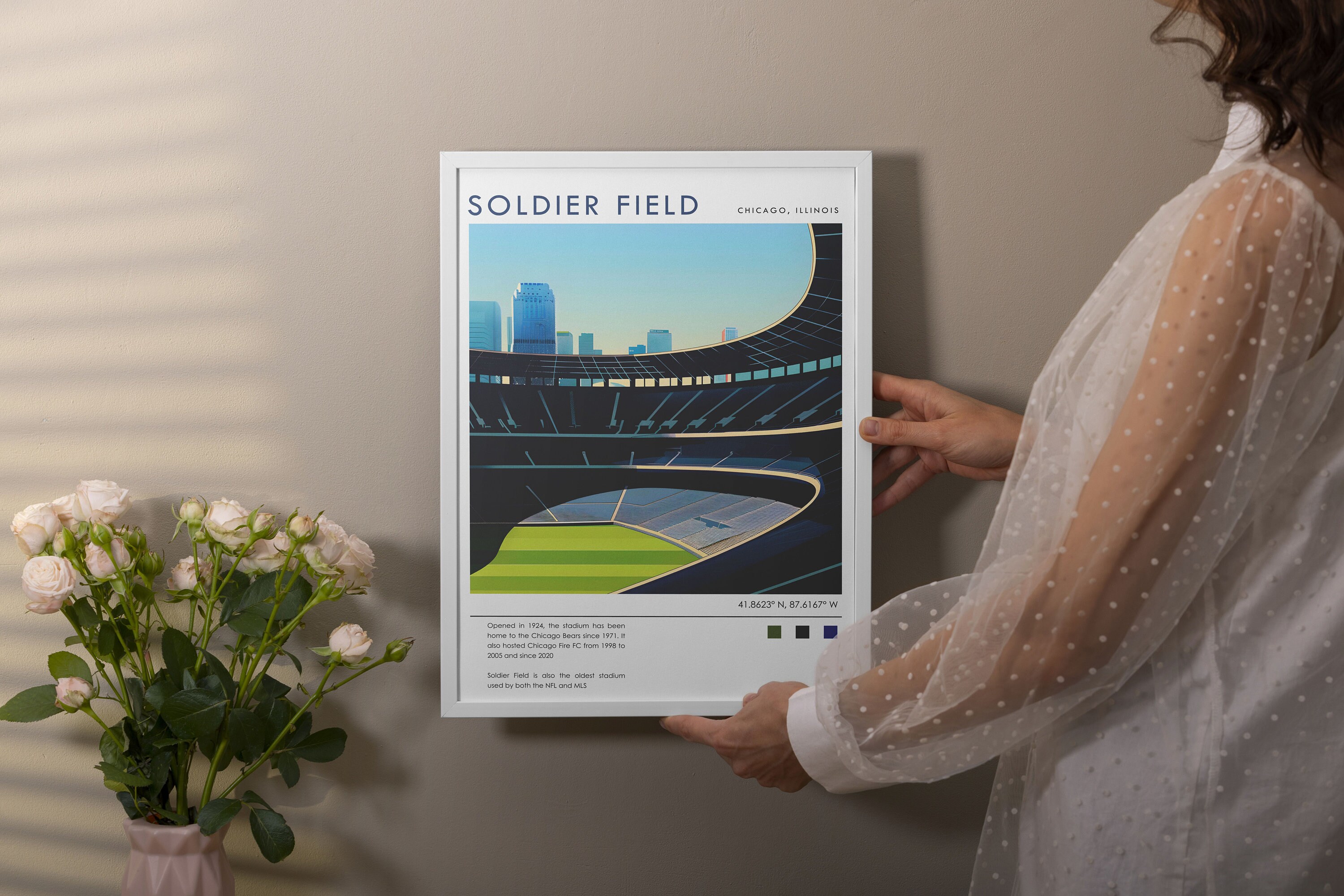 Soldier Field Print Chicago Bears NFL Stadium in Modern Art Soldier ...