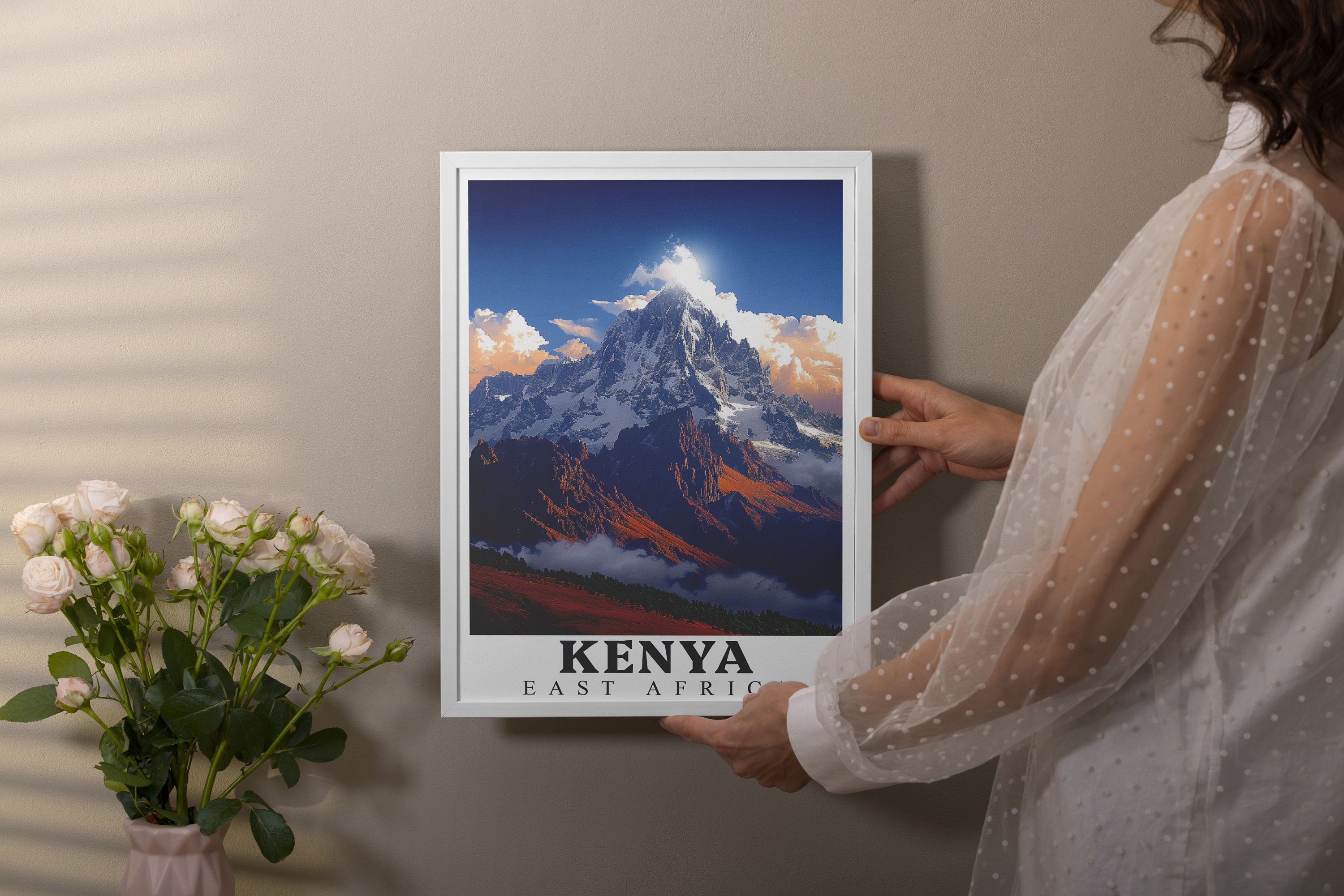 Kenya Travel Poster - Mount Kenya Poster - Kenya Travel Print - Mount ...