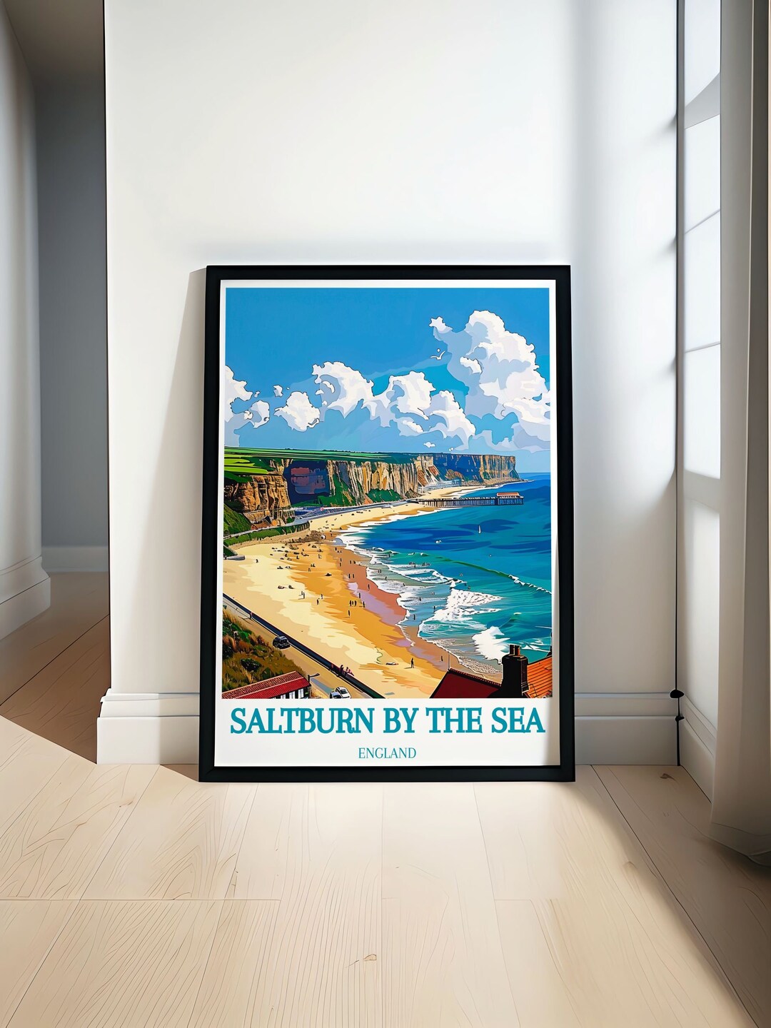 Saltburn Beach Prints and Retro Wall Art - Saltburn Beach Art ...