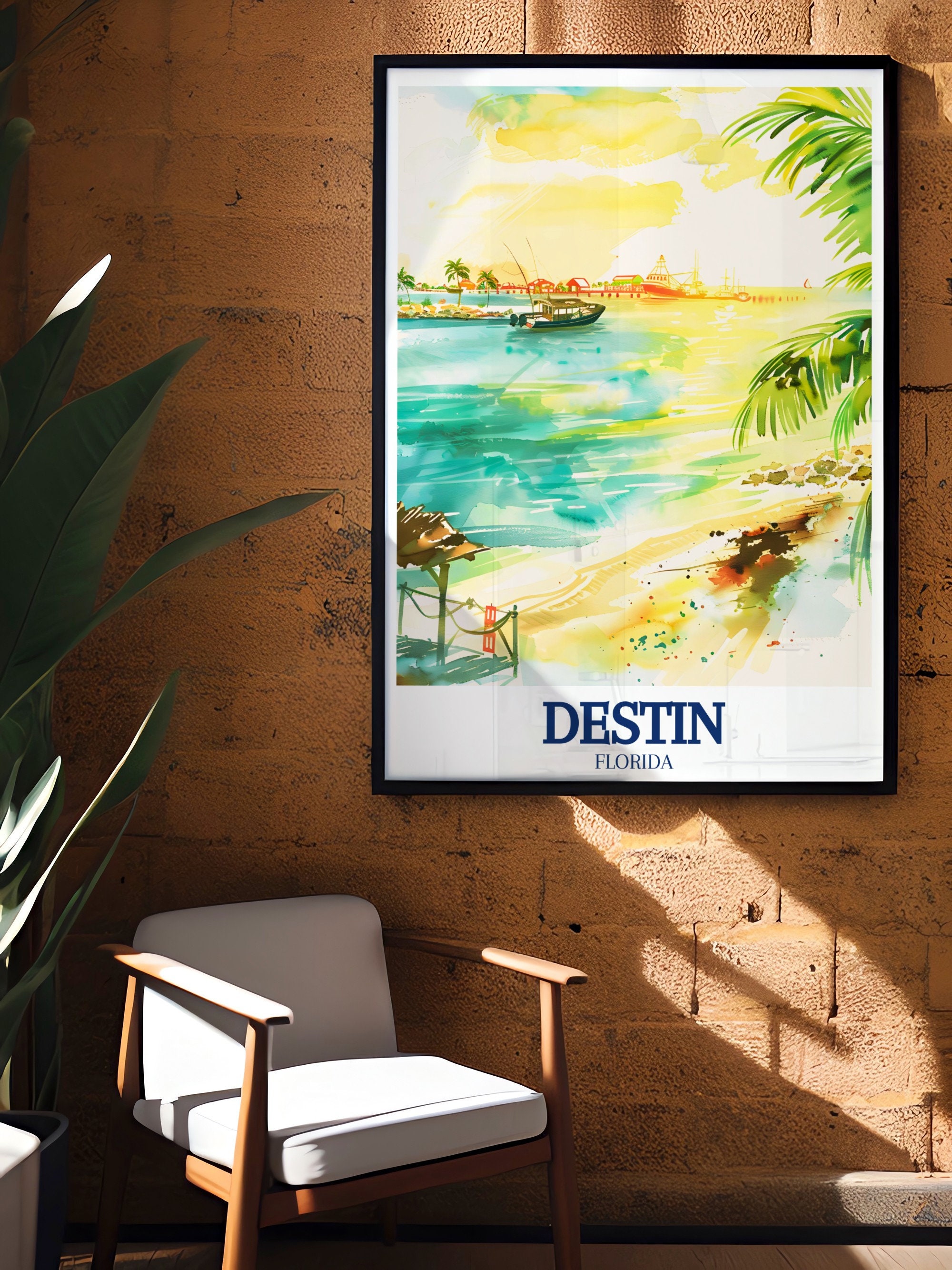 Destin Travel Posters - Crab Island and Destin Harbor Art Collection ...