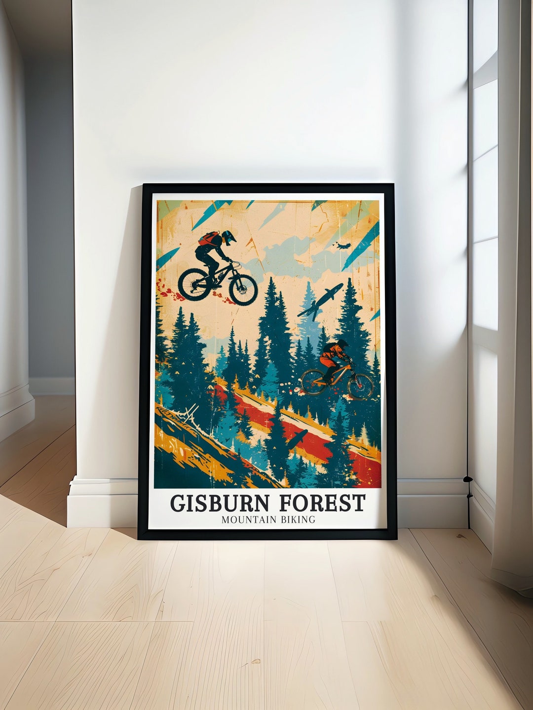 Gisburn Forest Mountain Biking Wall Art - Red Route Hully Gully Cycling ...