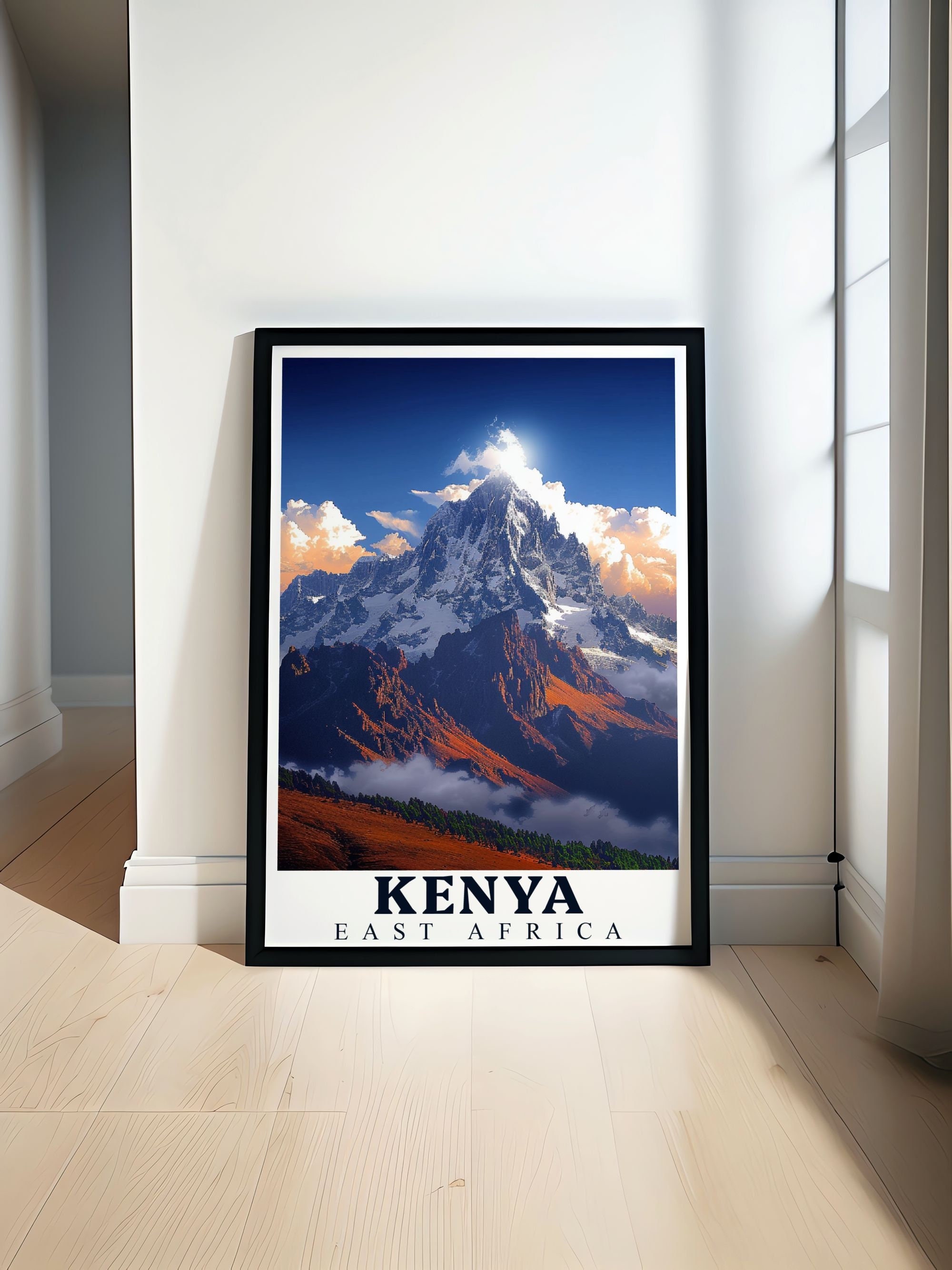 Kenya Travel Poster - Mount Kenya Poster - Kenya Travel Print - Mount ...