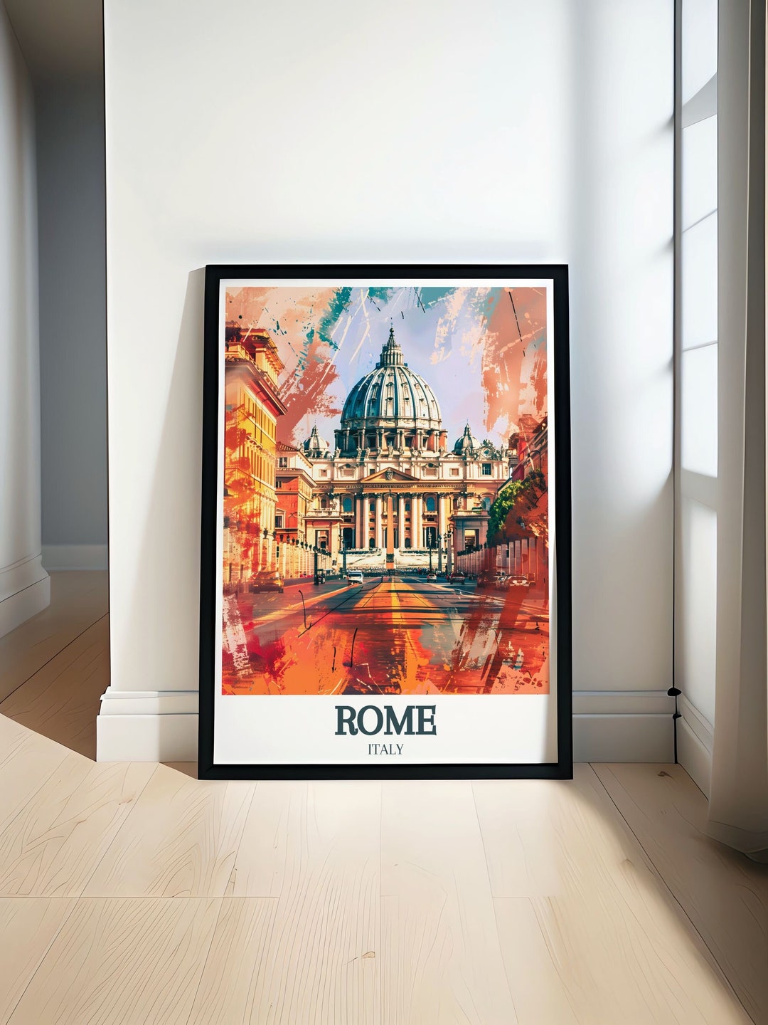 Rome Travel Poster- St. Peter's Basilica and St. Peter's Square Poster ...