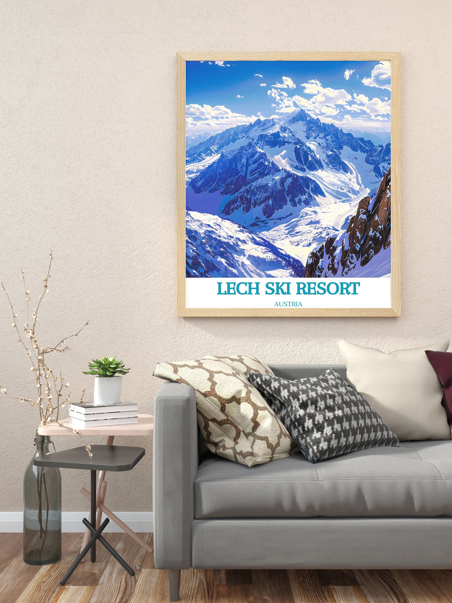 Explore the Lech Ski Resort Poster Collection - Retro Valluga Mountain ...