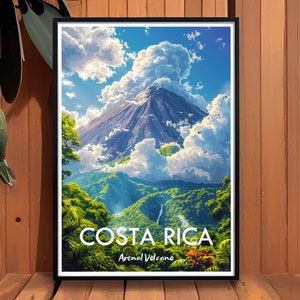 Costa Rica Art Collection Arenal Volcano Travel Posters stunning Wall ...