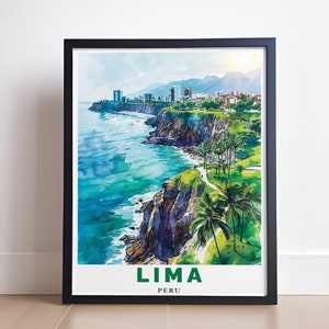 Lima Travel Poster - Miraflores Cliffs Decor - Lima Artwork and ...