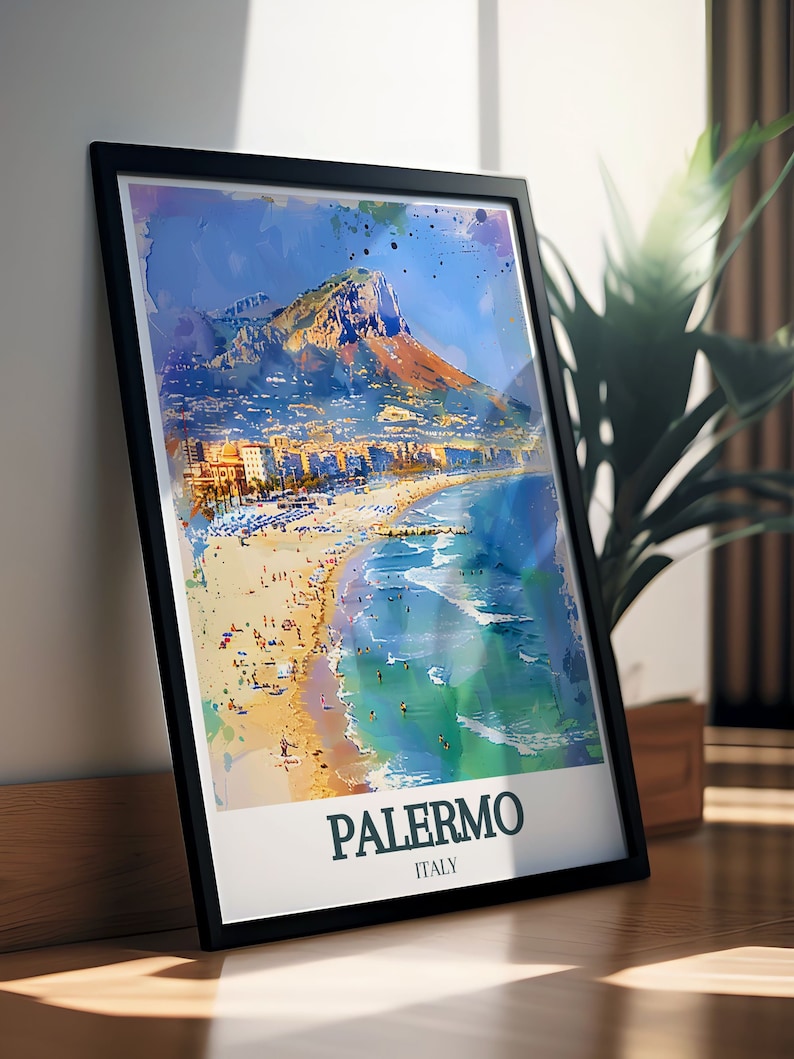 Palermo Art Mondello Beach and Mount Pellegrino Print Iconic Italy ...