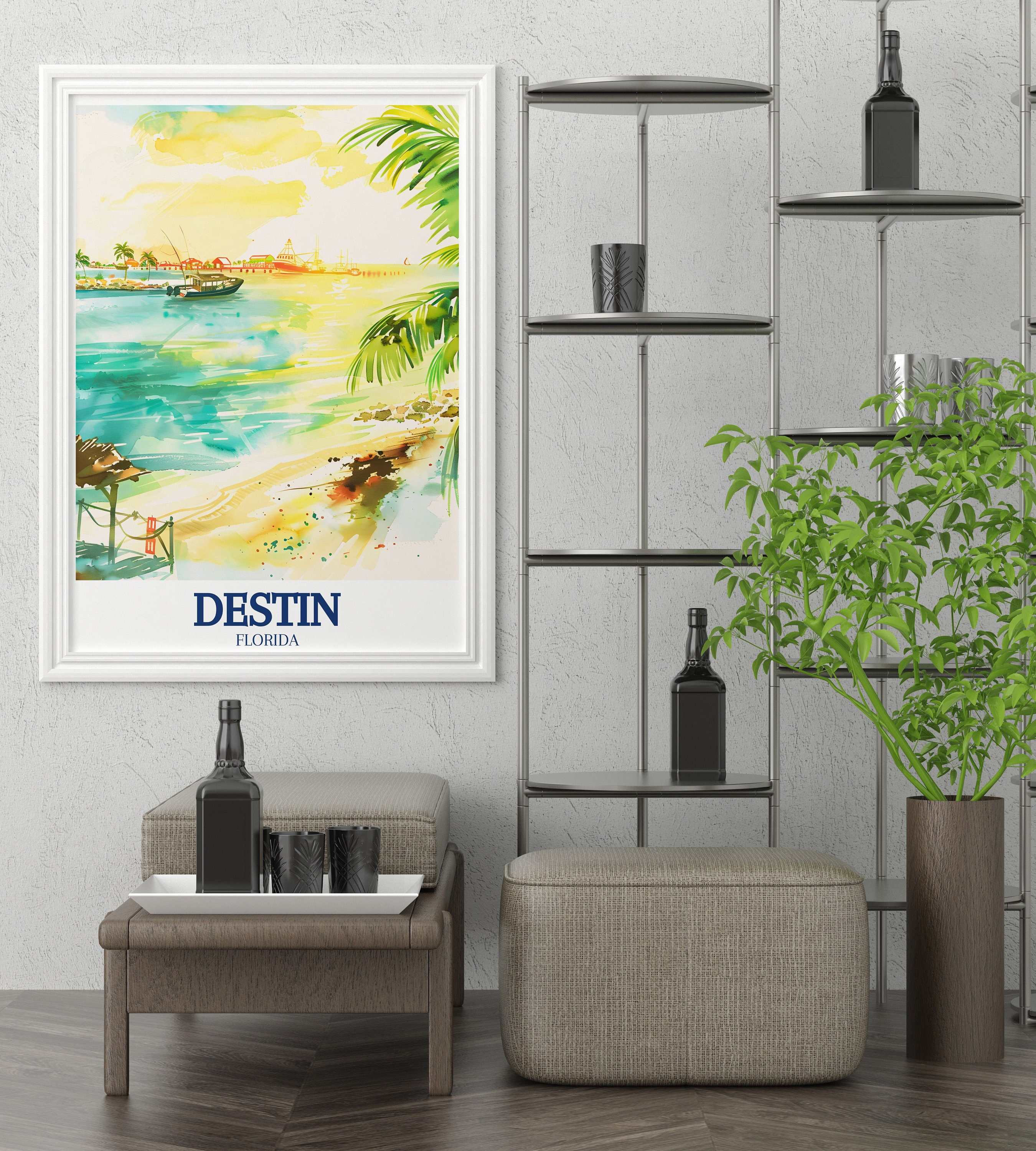 Destin Travel Posters - Crab Island and Destin Harbor Art Collection ...