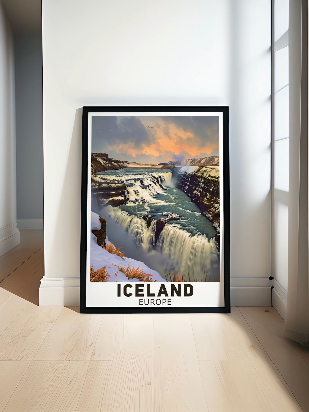 Iceland Poster - Gullfoss Waterfall Poster - Iceland Poster - Iceland ...
