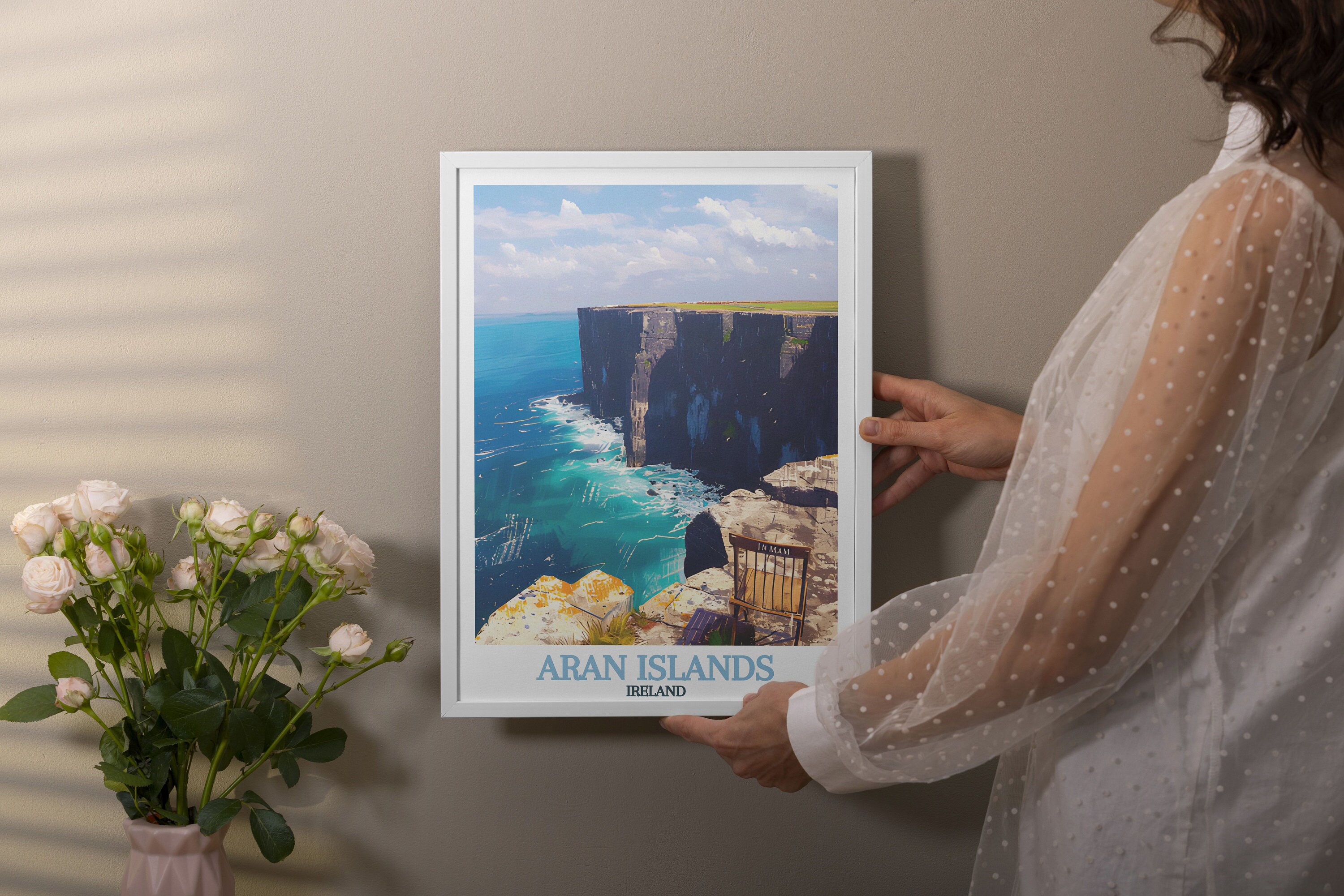 Aran Islands Travel Poster Inishmaan Cliffs Artwork Inishmaan Cliffs ...