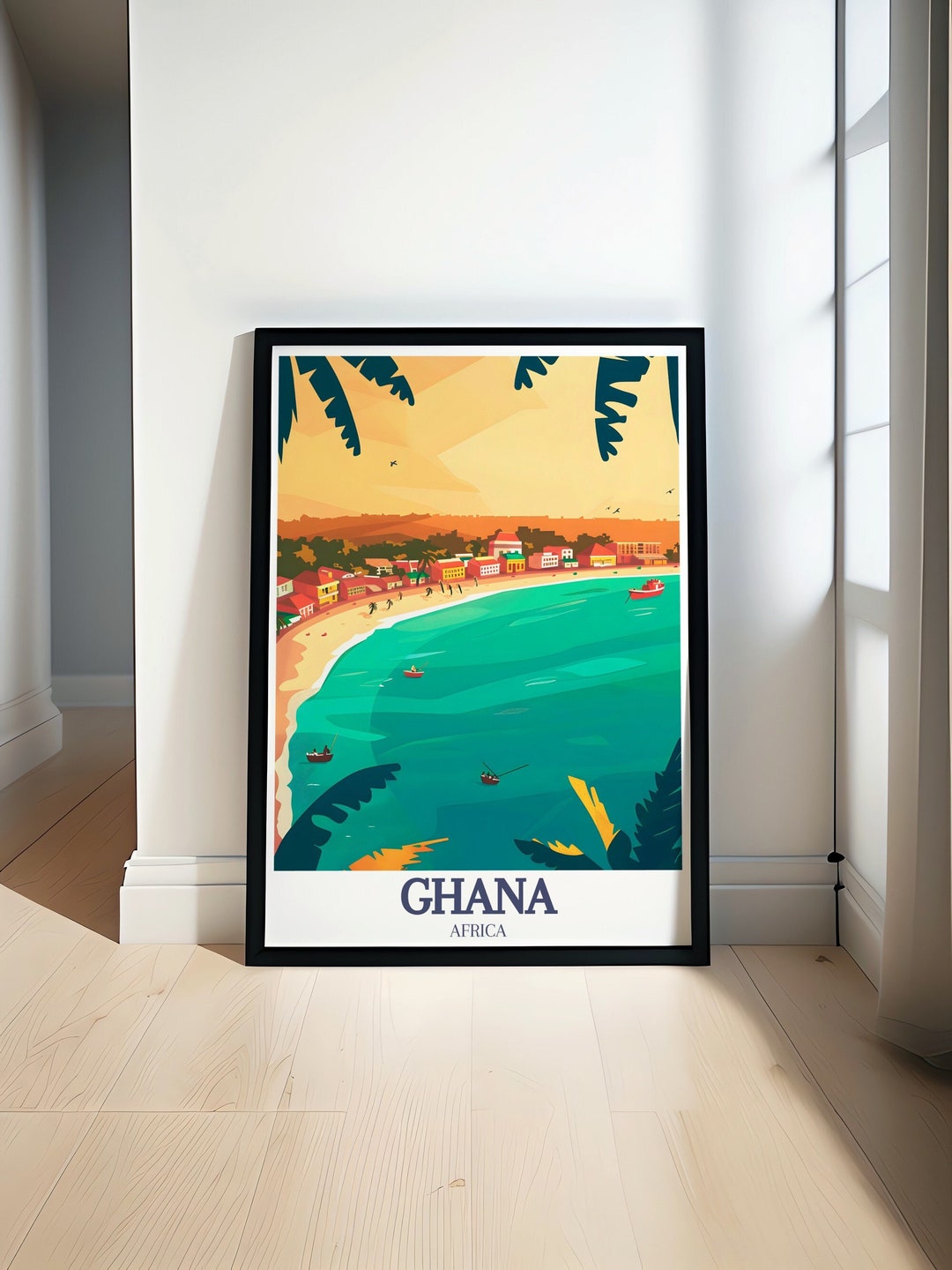 Ghana Poster - Framed Accra Print - Labadi Beach Canvas Print - Ghana ...