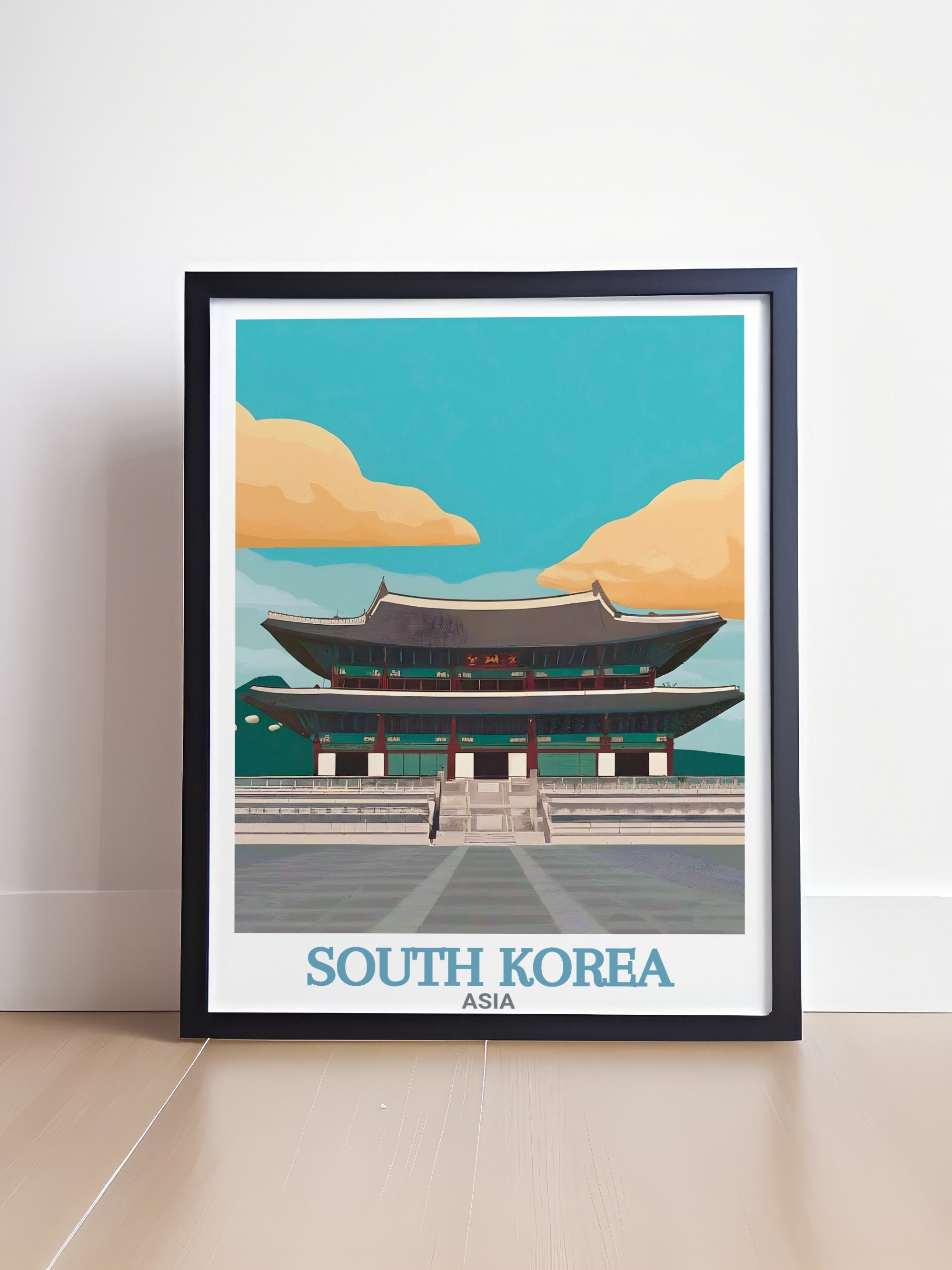 South Korea Travel Poster Gyeongbokgung Palace and Asia Decor ...