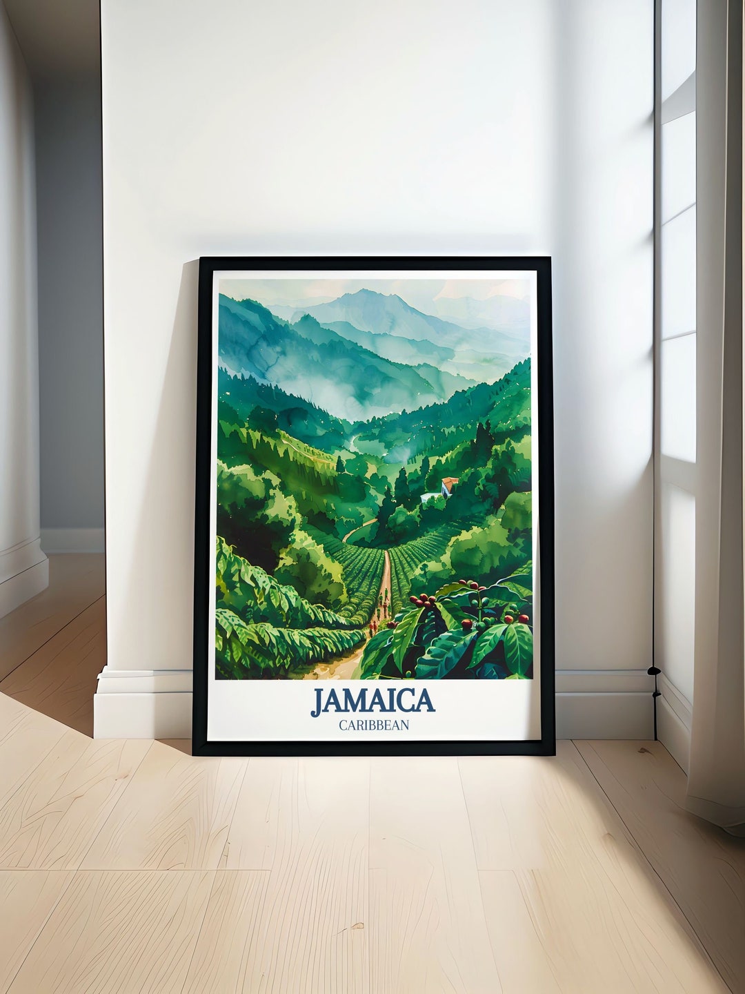 Jamaica Poster - Framed Blue Mountains Print - Jamaica Coffee ...