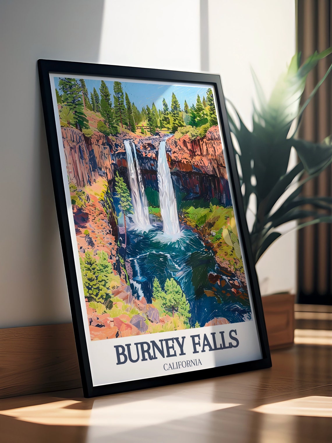 Burney Falls Travel Poster Burney Falls and Pacific Crest Trail With ...