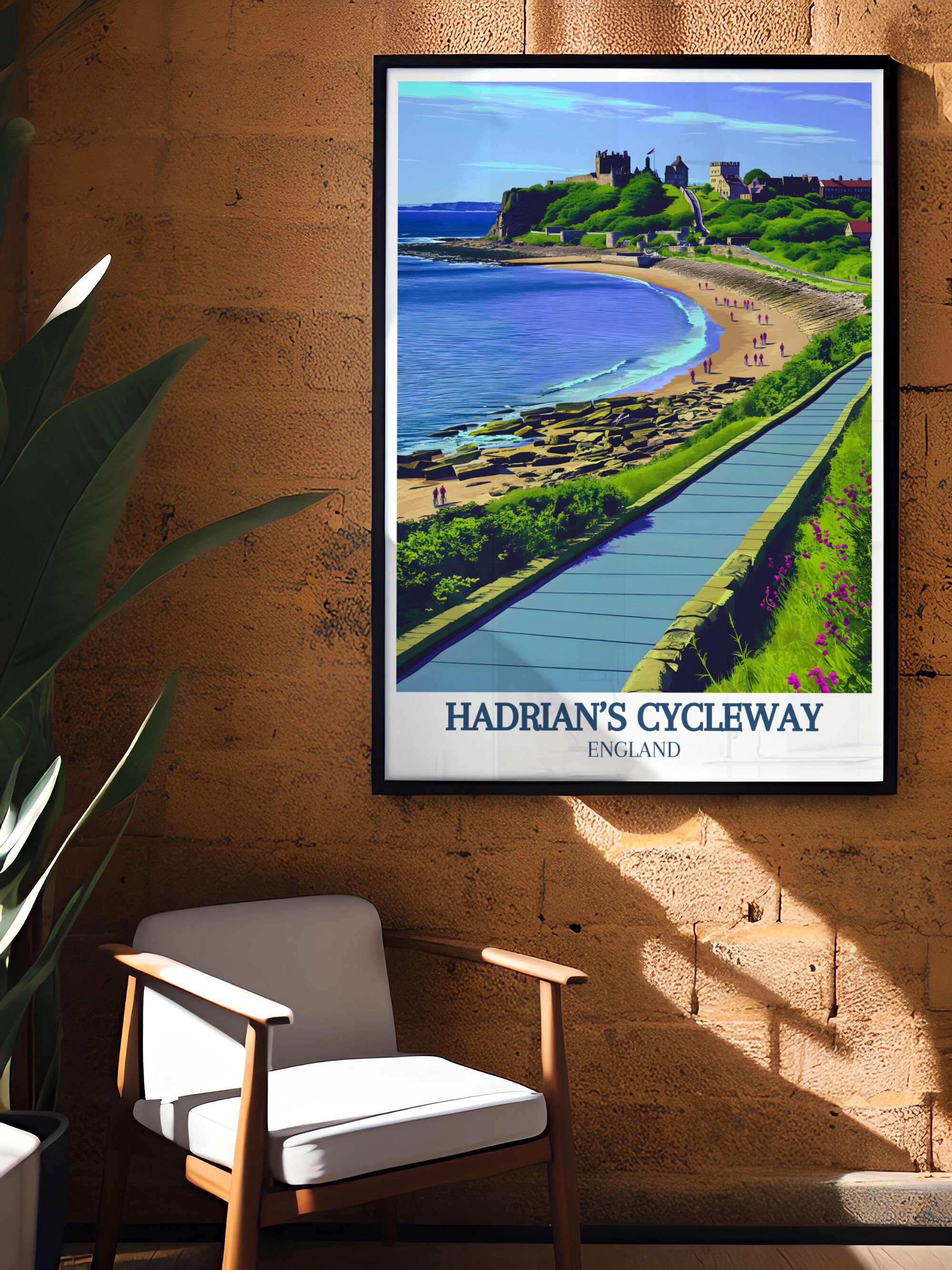 Hadrians Cycleway Poster Tynemouth Priory and Castle Art North Sea ...