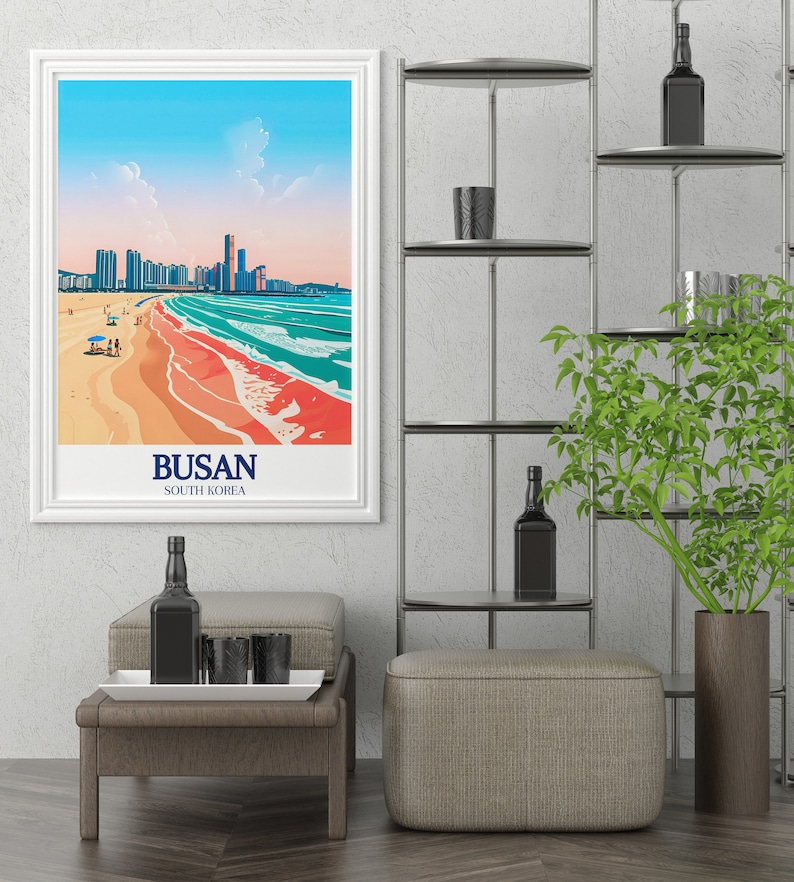 Busan Travel Print - Haeundae Beach and Haeundae-gu Skyline Travel ...