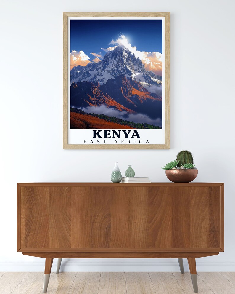 Kenya Travel Poster - Mount Kenya Poster - Kenya Travel Print - Mount ...